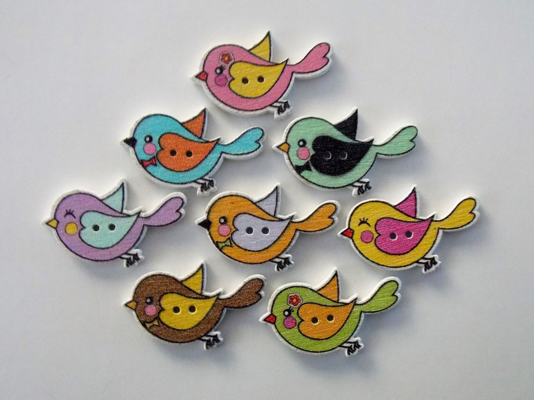Bird Buttons, Wooden Buttons, Chick Buttons, Sewing Supplies ...