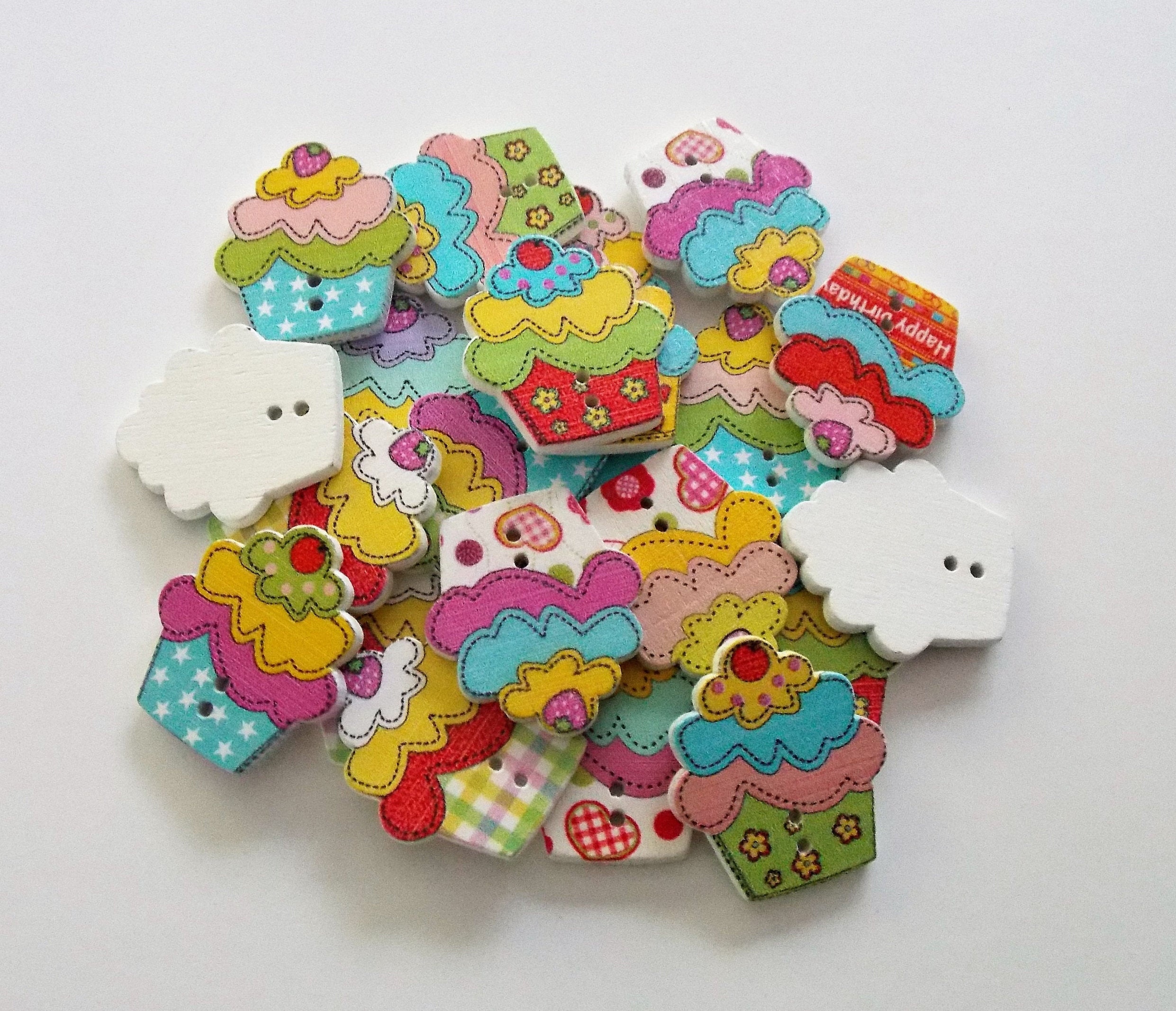 Cupcake Buttons Cake Buttons Wooden Buttons Sewing - Etsy