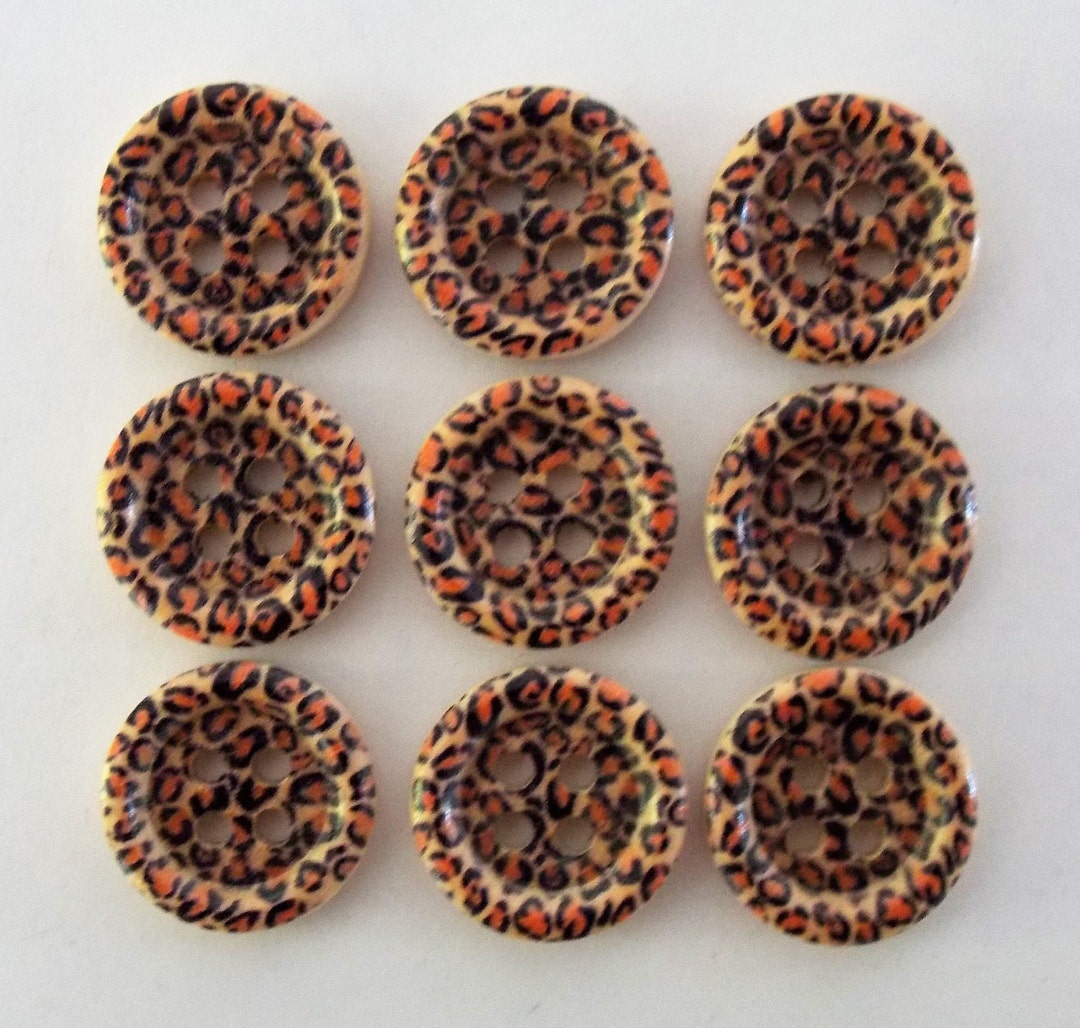 Leopard Print Buttons, Wooden Buttons, 15mm Buttons, Sewing Supplies ...