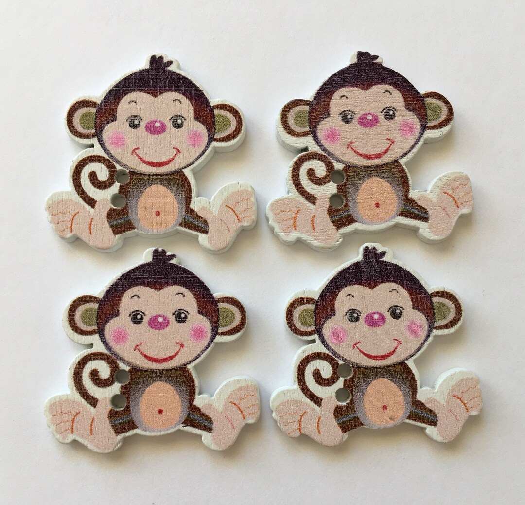 Monkey Buttons, Ape Buttons, Wooden Buttons, Sewing Supplies ...