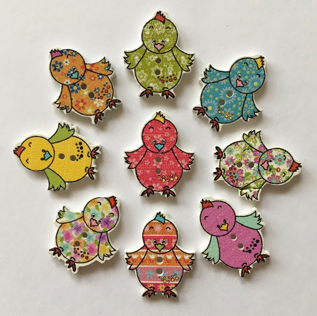 Easter Chick Buttons, Bird Buttons, Sewing Supplies, Embellishments ...