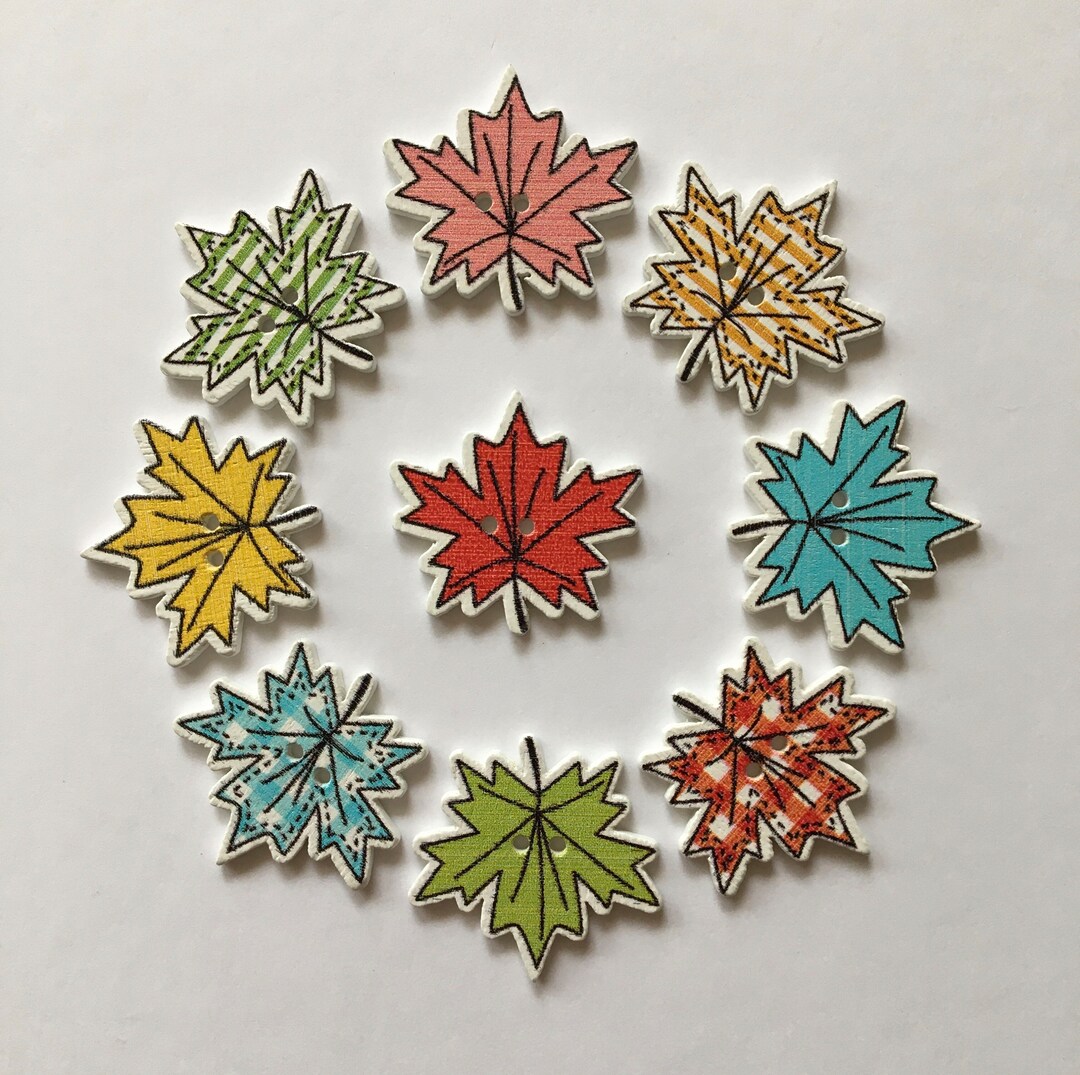 Leaf Buttons, Maple Leaf Buttons, Wooden Buttons, Sewing Supplies, Tree ...