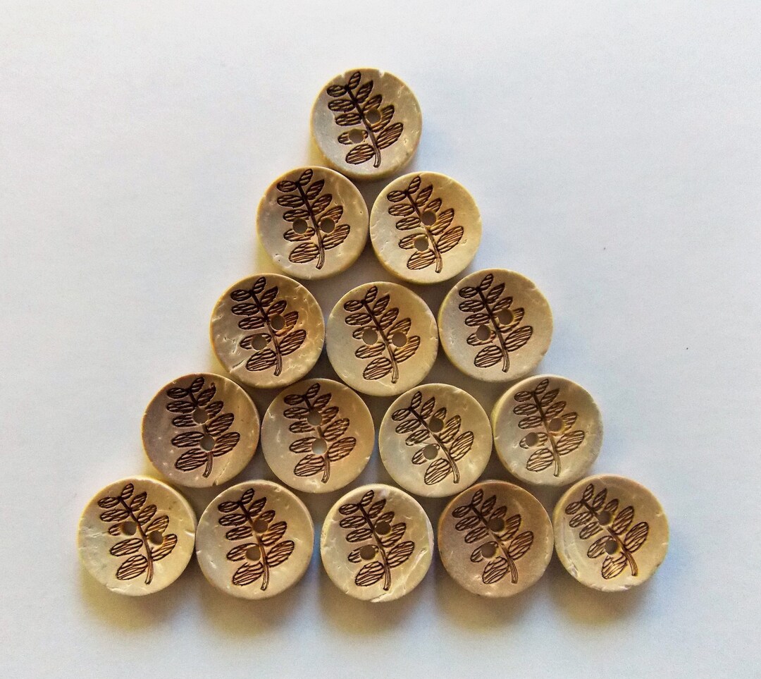 Leaf Buttons, 12mm Buttons, Coconut Buttons, Sewing Supplies, Tree ...