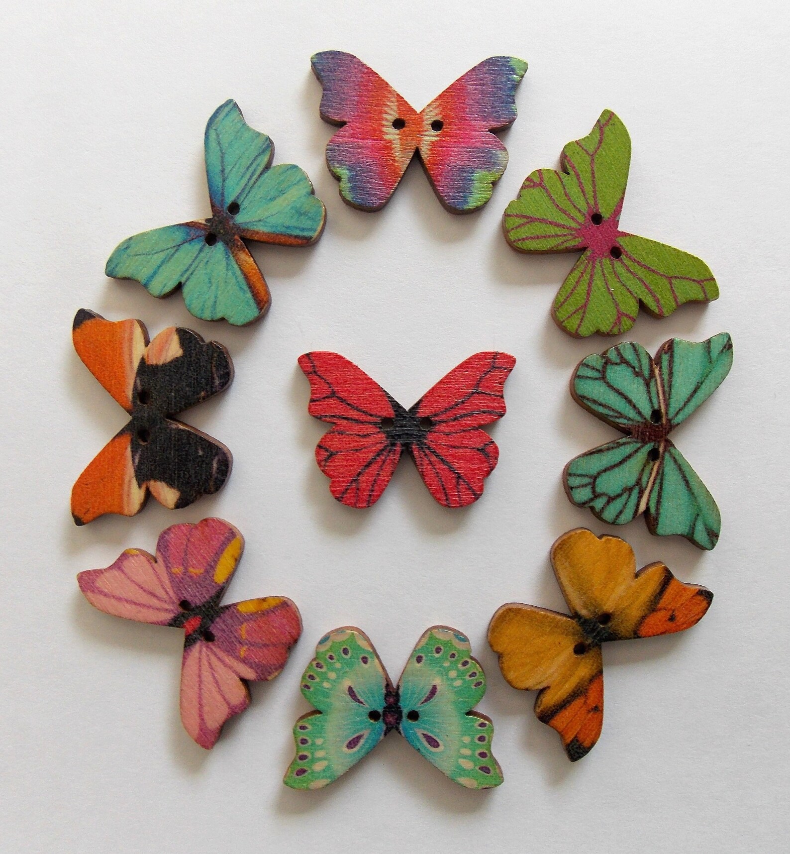 Butterfly Buttons Wooden Buttons Colourful Buttons Sewing | Etsy