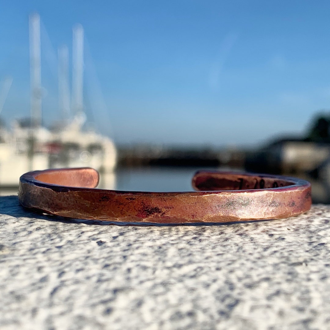 Copper Gift for Man Engraved Copper Bracelet Personalized Bracelet ...