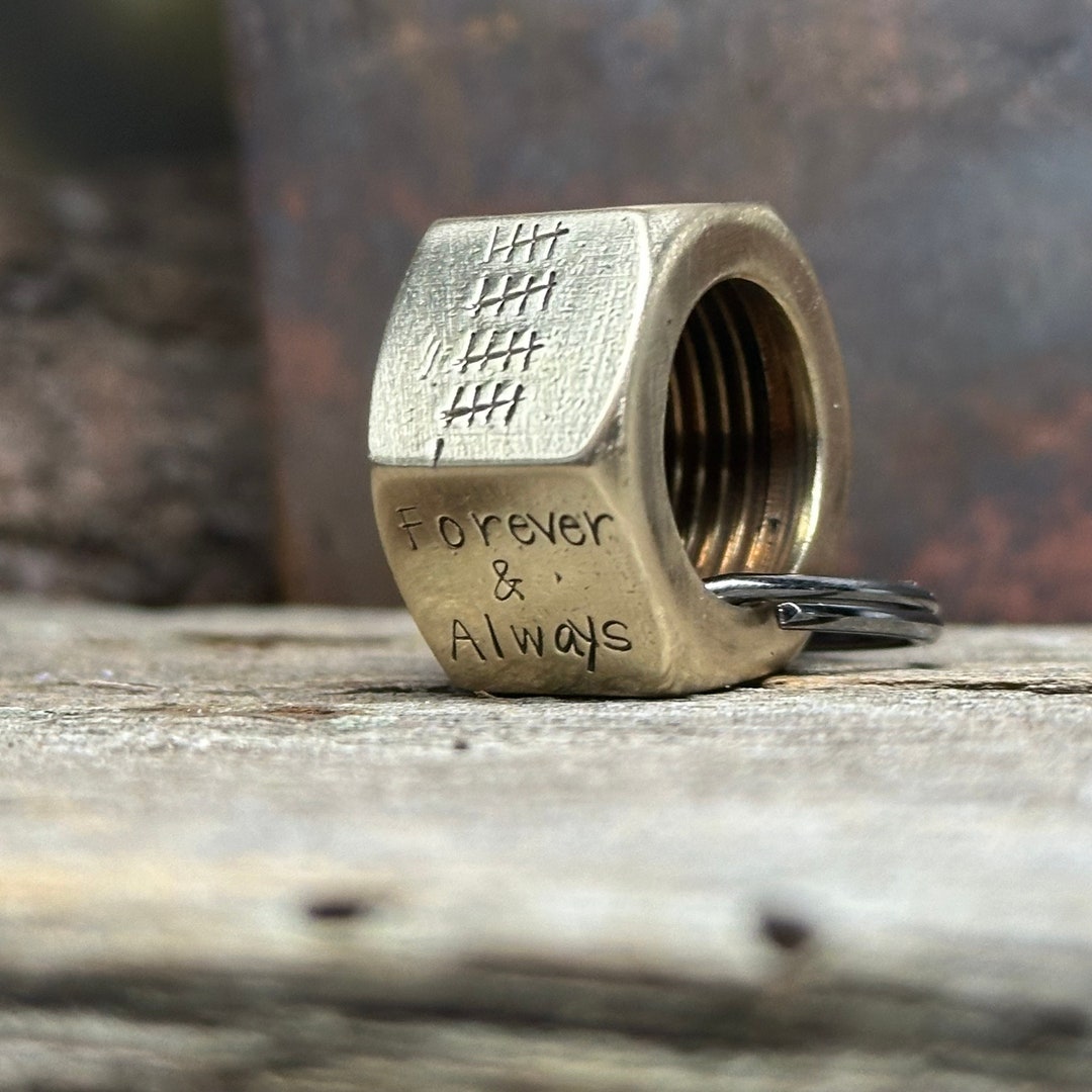21st Anniversary Gift for Husband, Hex Nut Keychain, Gift for Him ...