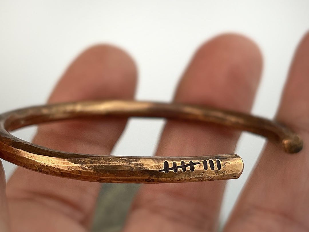 Hand Forged Bronze Anniversary Bracelet: Engraved Tally Mark Cuff - Etsy