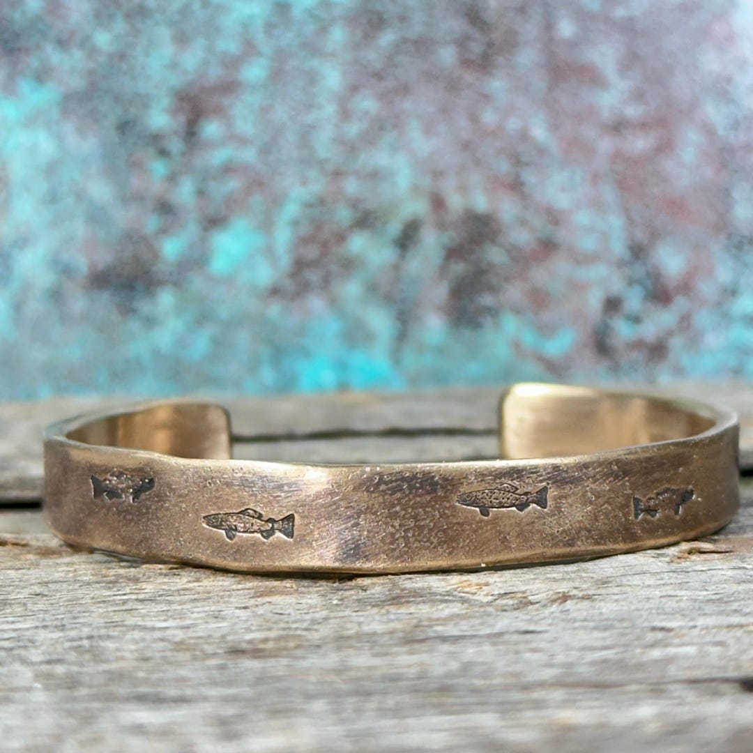 Personalized Fishing Gift Cuff Bracelet for Father Day Present Angler ...