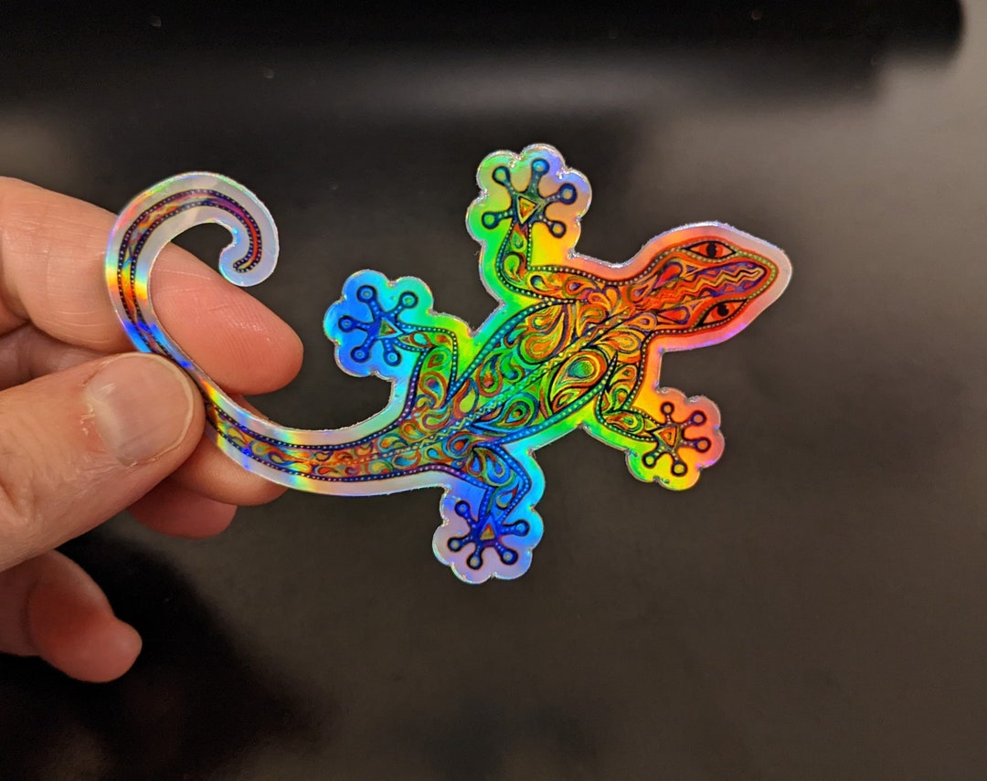 Groovy Gecko Rainbow Lizard Psychedelic Reptile Holographic Vinyl ...