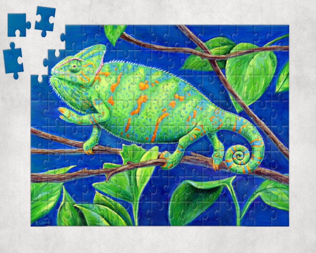 Veiled Chameleon Pet Lizard Reptile Lover Art Jigsaw Puzzle (120, 252 ...