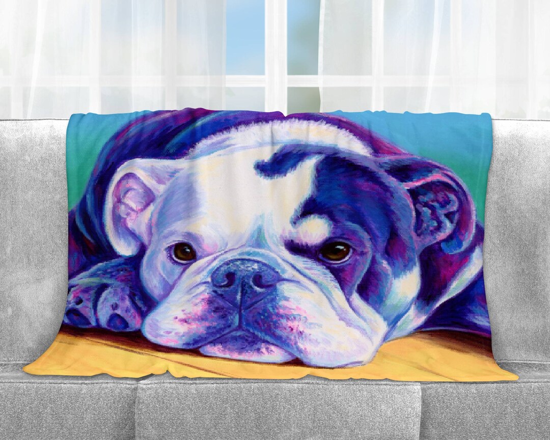 Rainbow English Bulldog Cute Colorful Dog Pop Art Plush Fleece ...