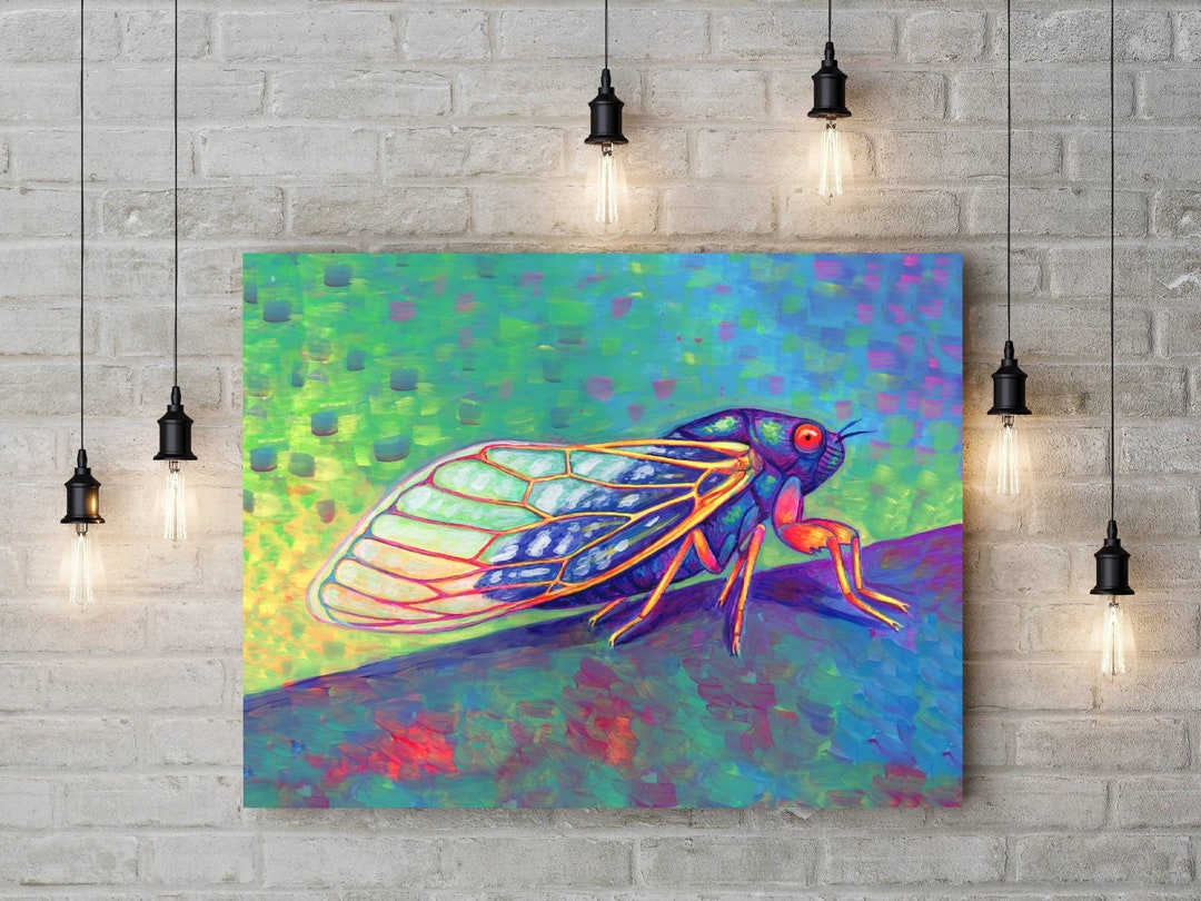 Rainbow Cicada Psychedelic Bugs Trippy Insect Colorful Pop Art Canvas ...