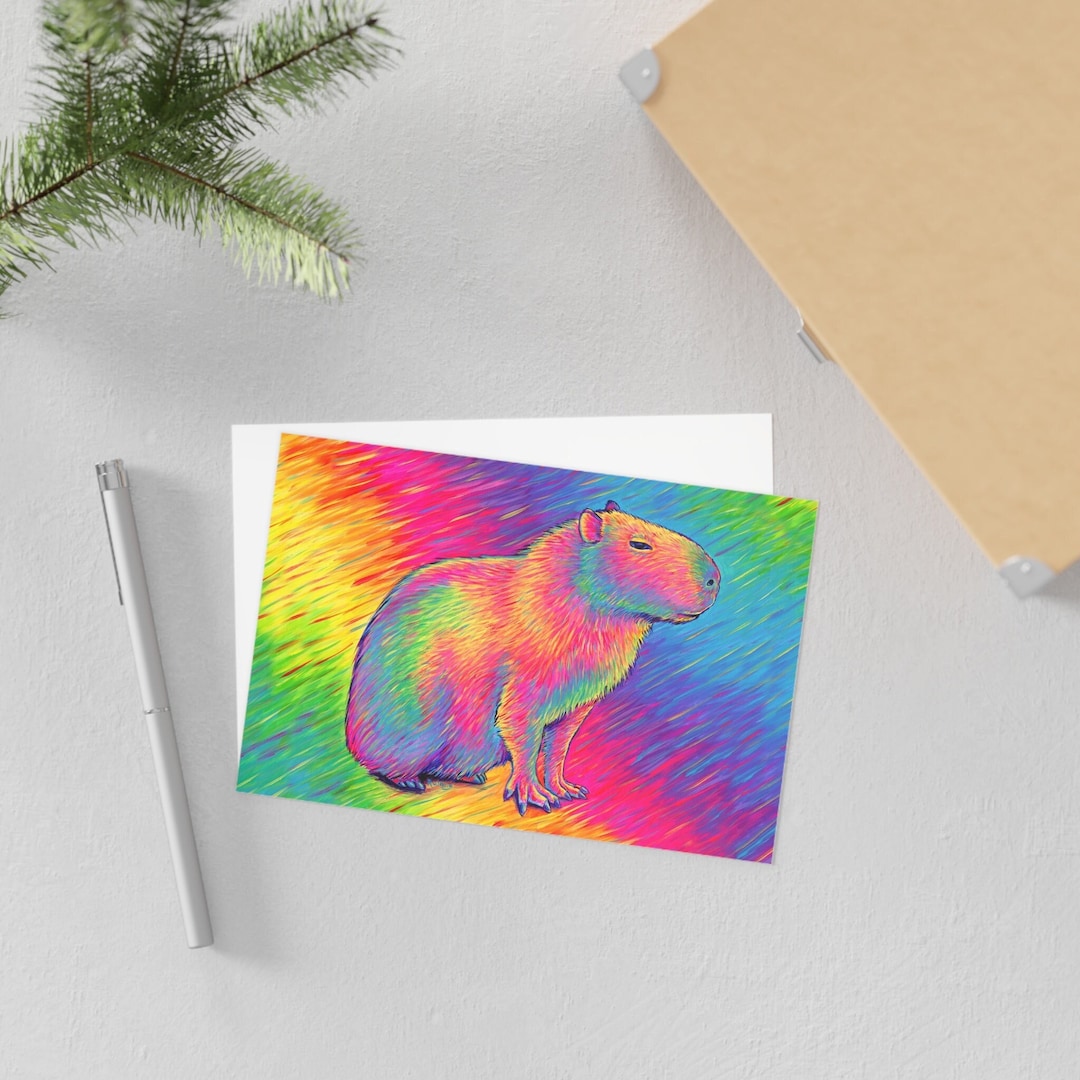 Rainbow Capybara Cute Colorful Psychedelic Rodent Animal Art Postcard ...