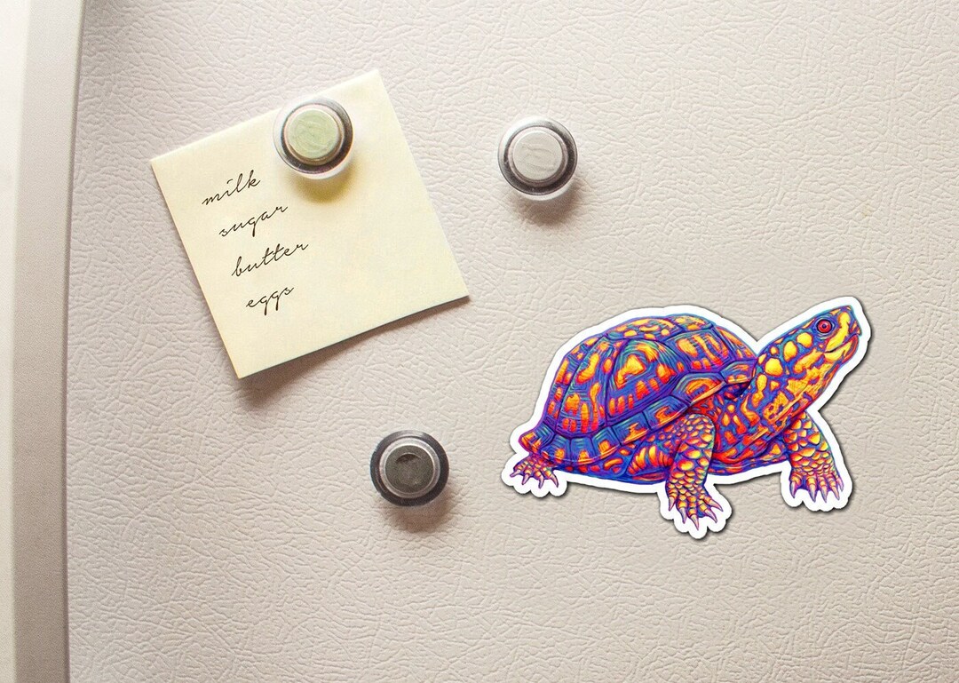 Box Turtle Psychedelic Tortoise Rainbow Reptile Art Die Cut Flexible ...