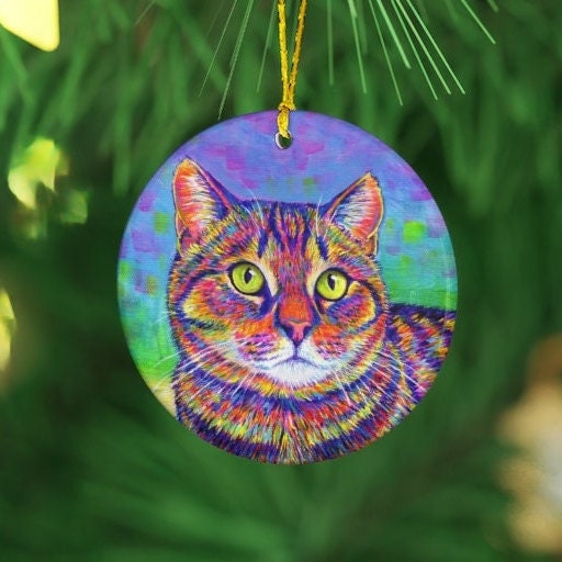 Colorful Brown Tabby Cat Cute Rainbow Kitty Pop Art Custom - Etsy