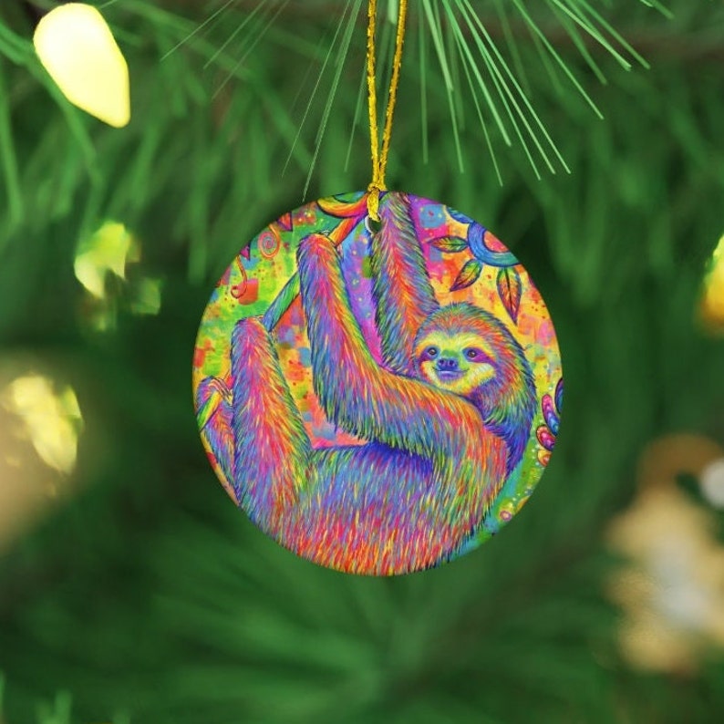Psychedelic Rainbow Cute Sloth Trippy Pop Art Ceramic Porcelain ...