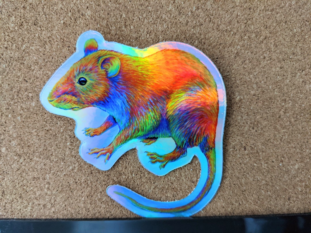Psychedelic Rainbow Rat Trippy Rodent Groovy Mouse Hippie Holographic ...