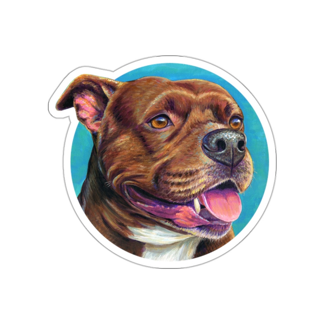 Brown Staffordshire Bull Terrier Cute Staffy Dog Teal Background Die ...