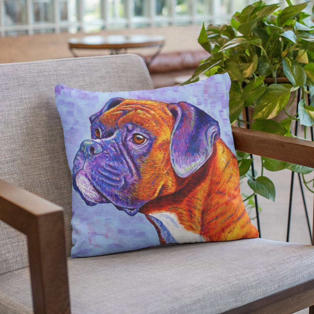 Colorful Brindle Boxer Dog Cute Polyester Square Throw Pillow - Etsy