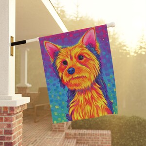Colorful Rainbow Cute Yorkshire Terrier Yorkie Dog Garden Flag & House ...
