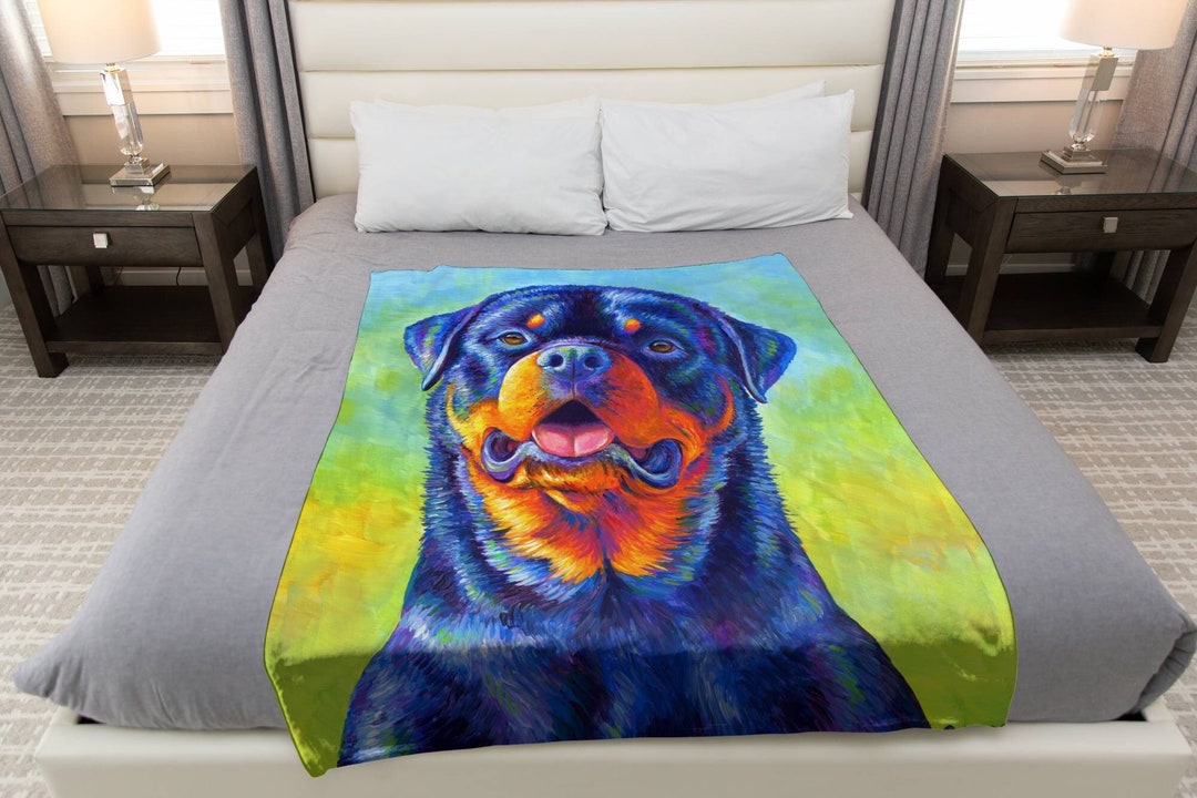 Colorful Psychedelic Rainbow Rottweiler Cute Dog Art Plush Fleece ...