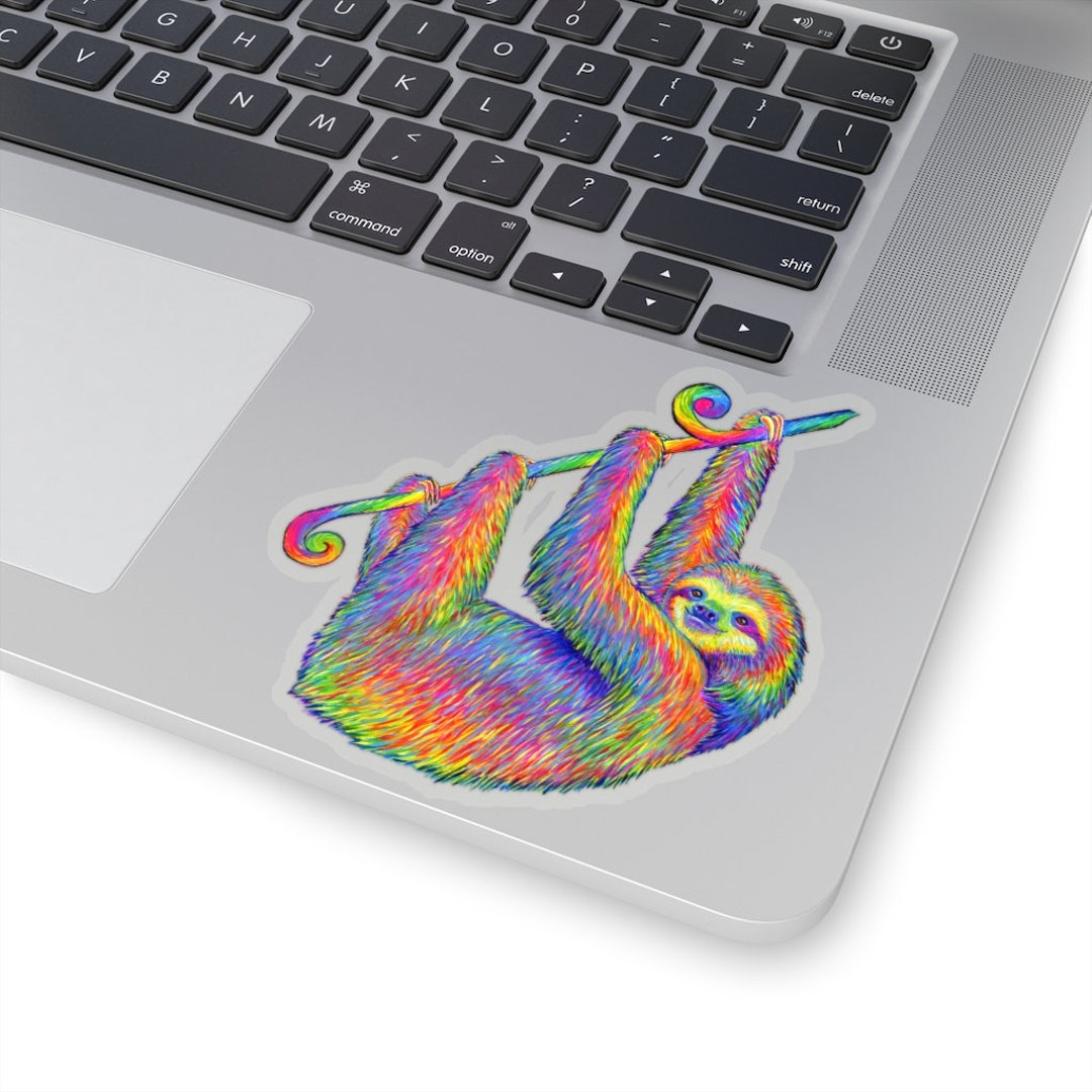 Psychedelic Cute Rainbow Sloth Trippy Groovy Hippie Colorful Vinyl ...
