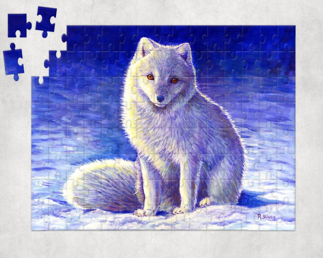 Cute White Arctic Winter Snow Fox Art Jigsaw Puzzle (120, 252, 500 ...