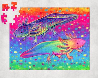 Mother and Baby Axolotl Mosaic Jigsaw Puzzle, 100, 250, 500 Piece ...
