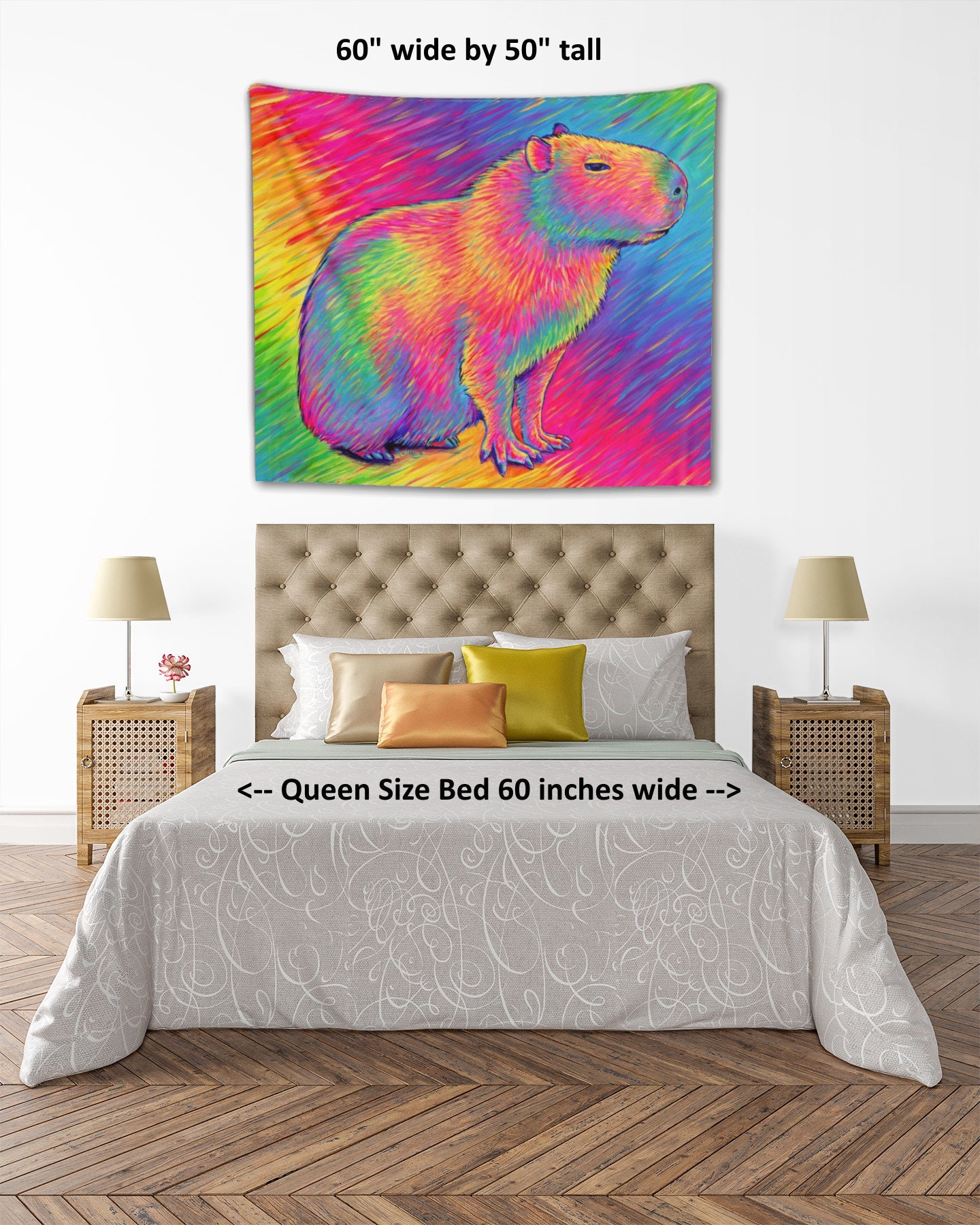 Psychedelic Rainbow Cute Capybara Indoor Tapestry Wall Art - Etsy