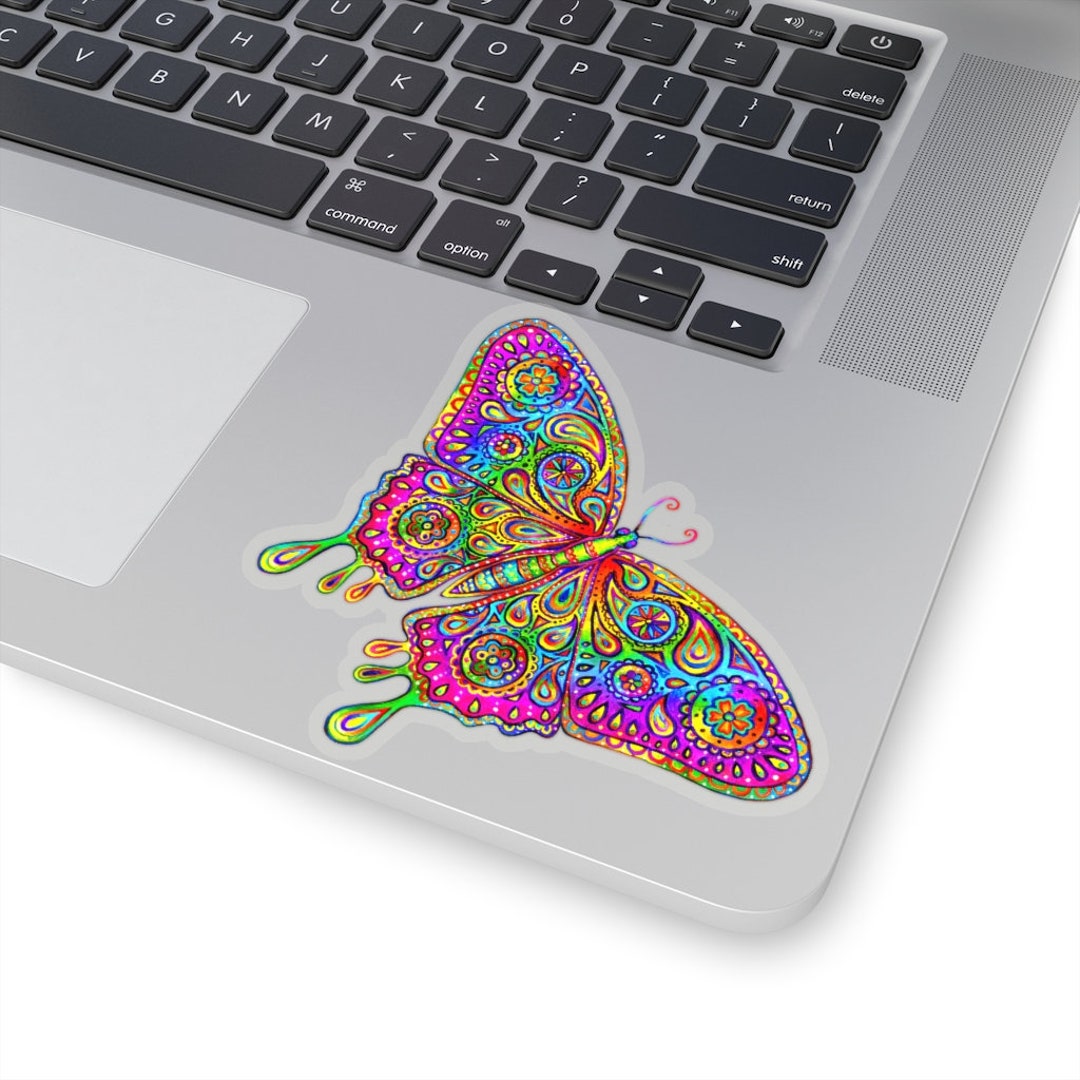 Psychedelic Rainbow Paisley Butterfly Trippy Groovy Hippie Vinyl ...