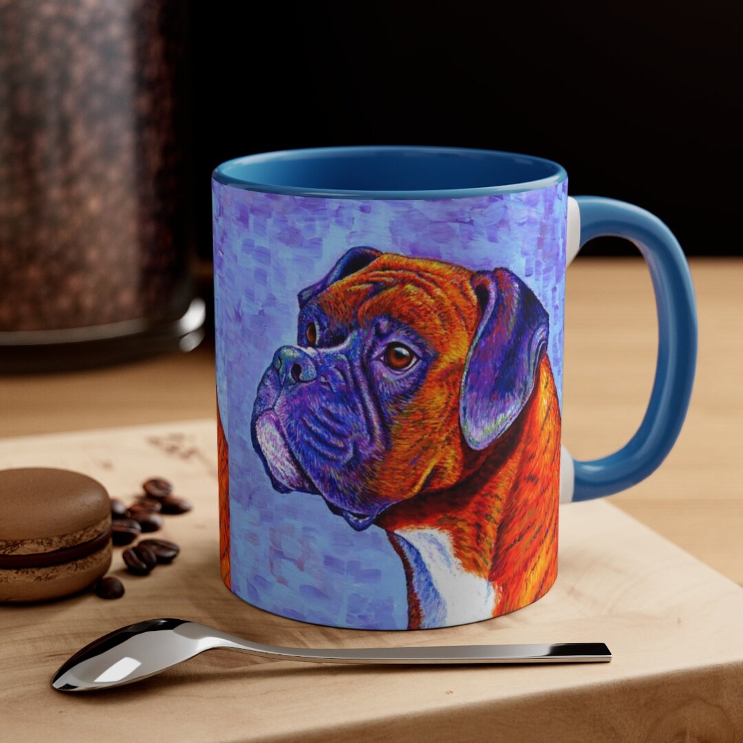 Colorful Brindle Boxer Cute Rainbow Dog Pop Art Accent Coffee Mug 11oz ...