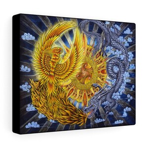 Chinese Phoenix and Dragon Fantasy Canvas Wall Art Print - Etsy