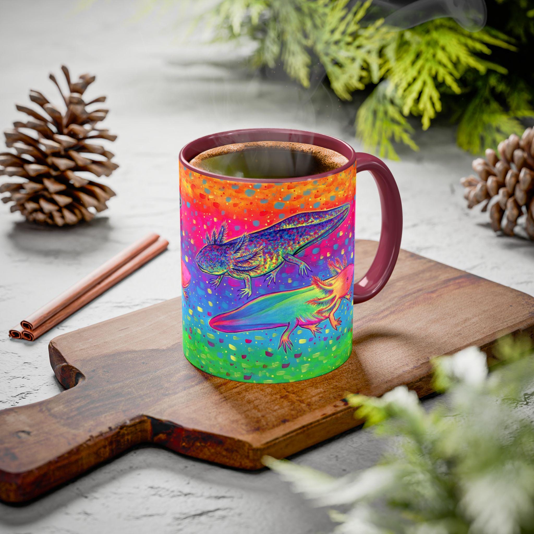 Rainbow Axolotl Colorful Salamanders Psychedelic Animal Pop Art Accent ...