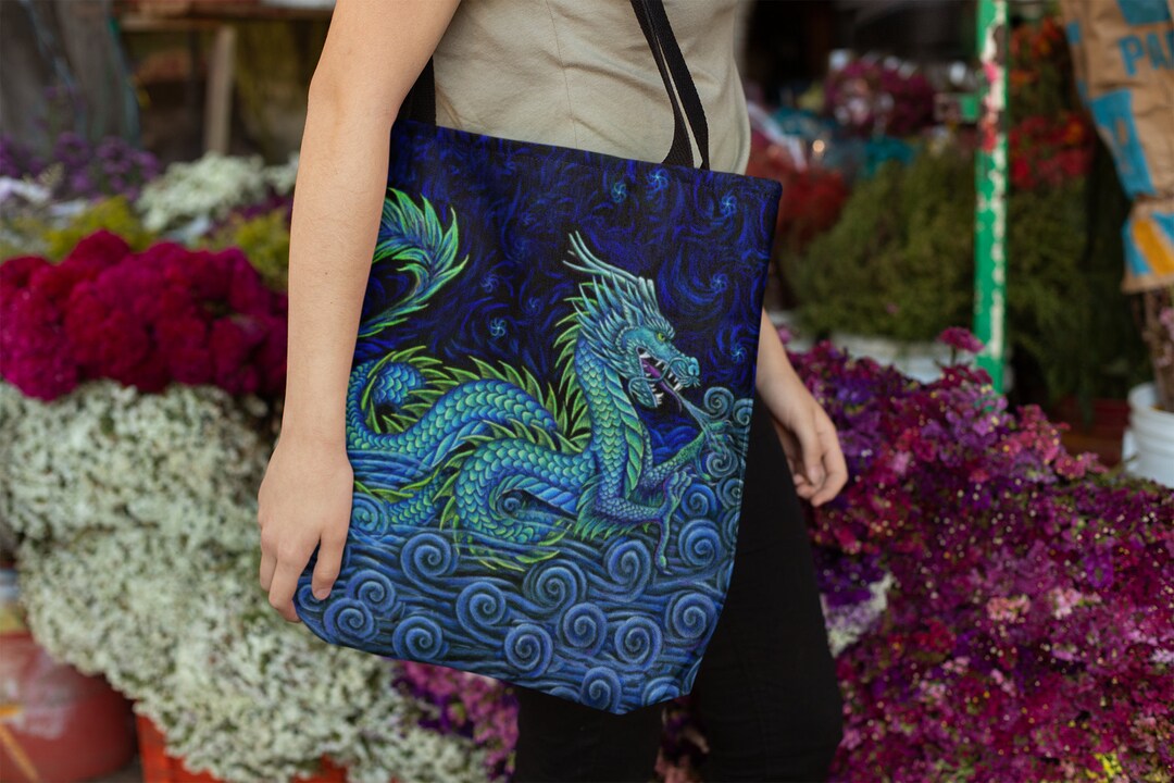 Chinese Azure Dragon Asian Blue Dragon Eastern Green Dragons Tote Bag ...