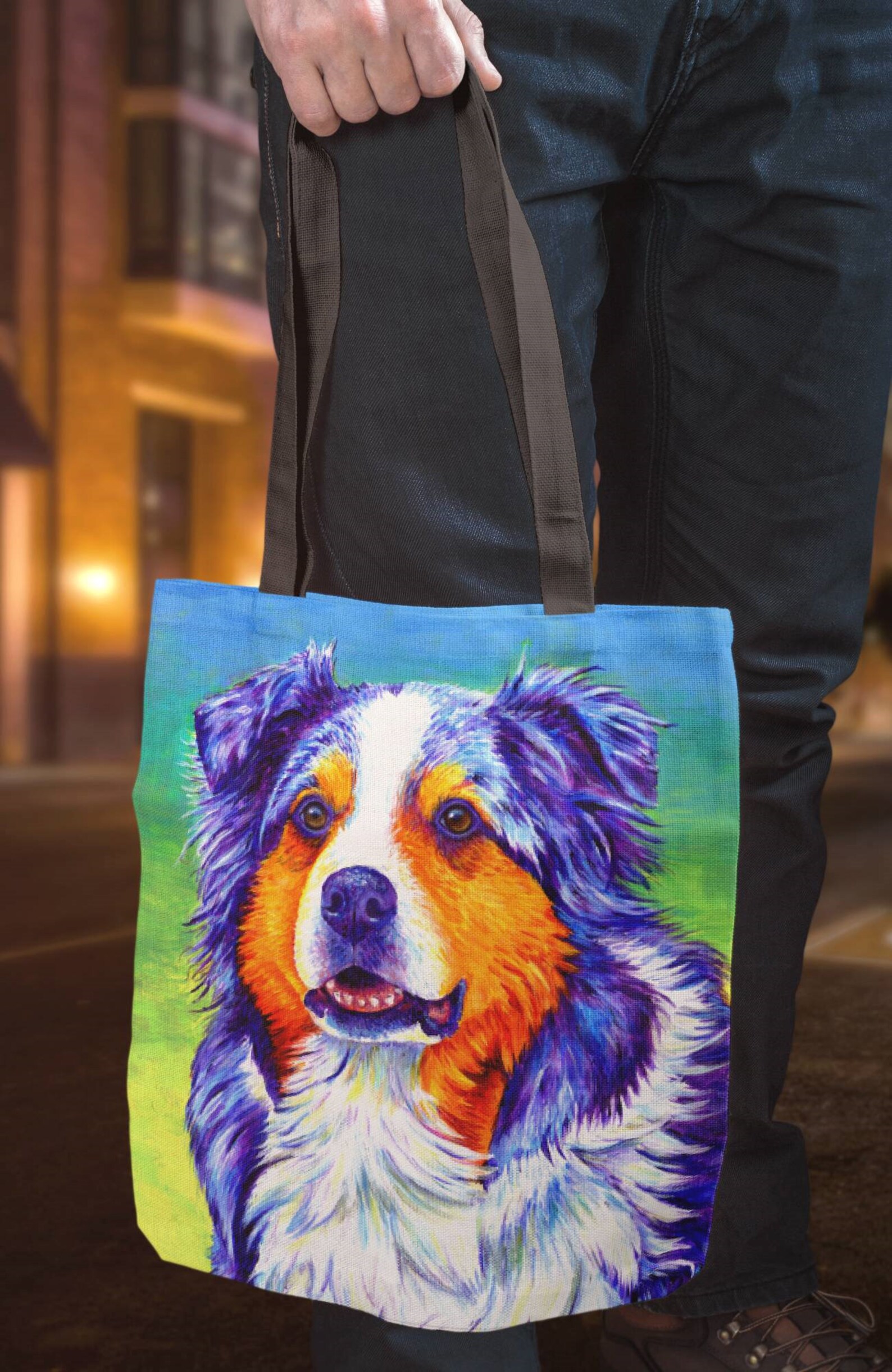 Colorful Rainbow Blue Merle Australian Shepherd Dog Tote Bag | Etsy