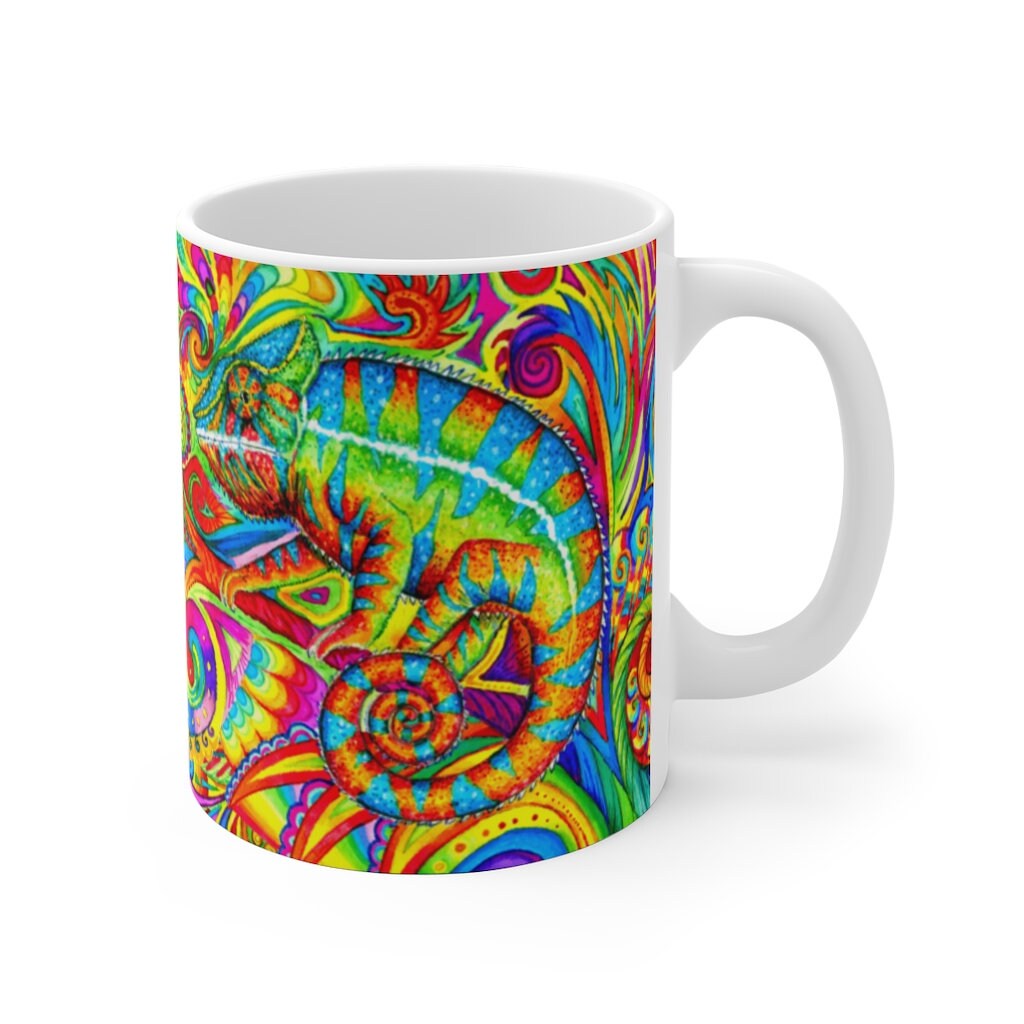 Psychedelic Rainbow Chameleon Lizard Reptile Hippie Trippy | Etsy