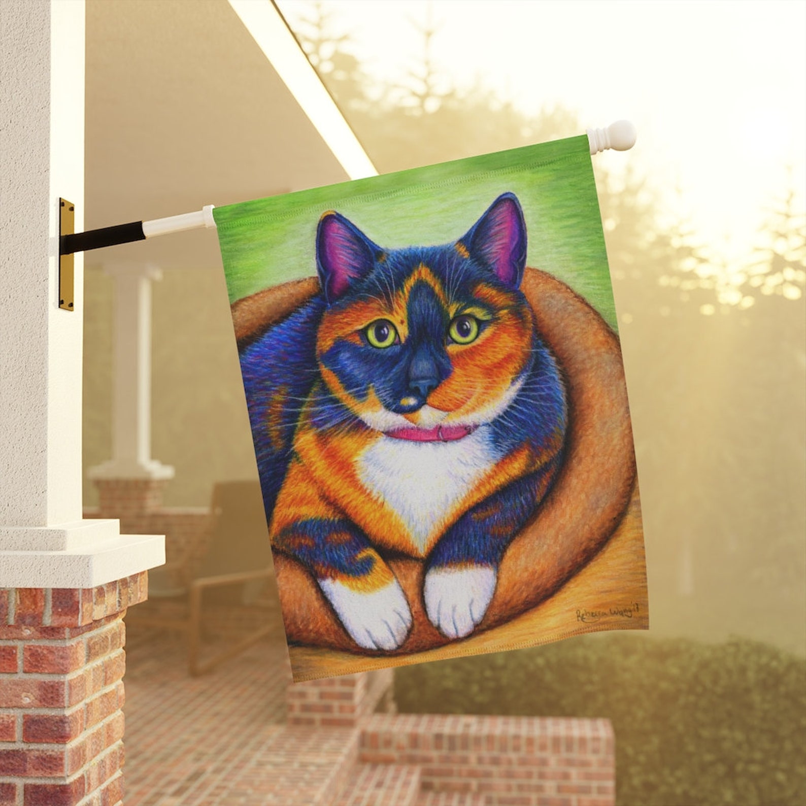 Colorful Rainbow Calico Cat Cute Kitty Art Garden Flag & House - Etsy