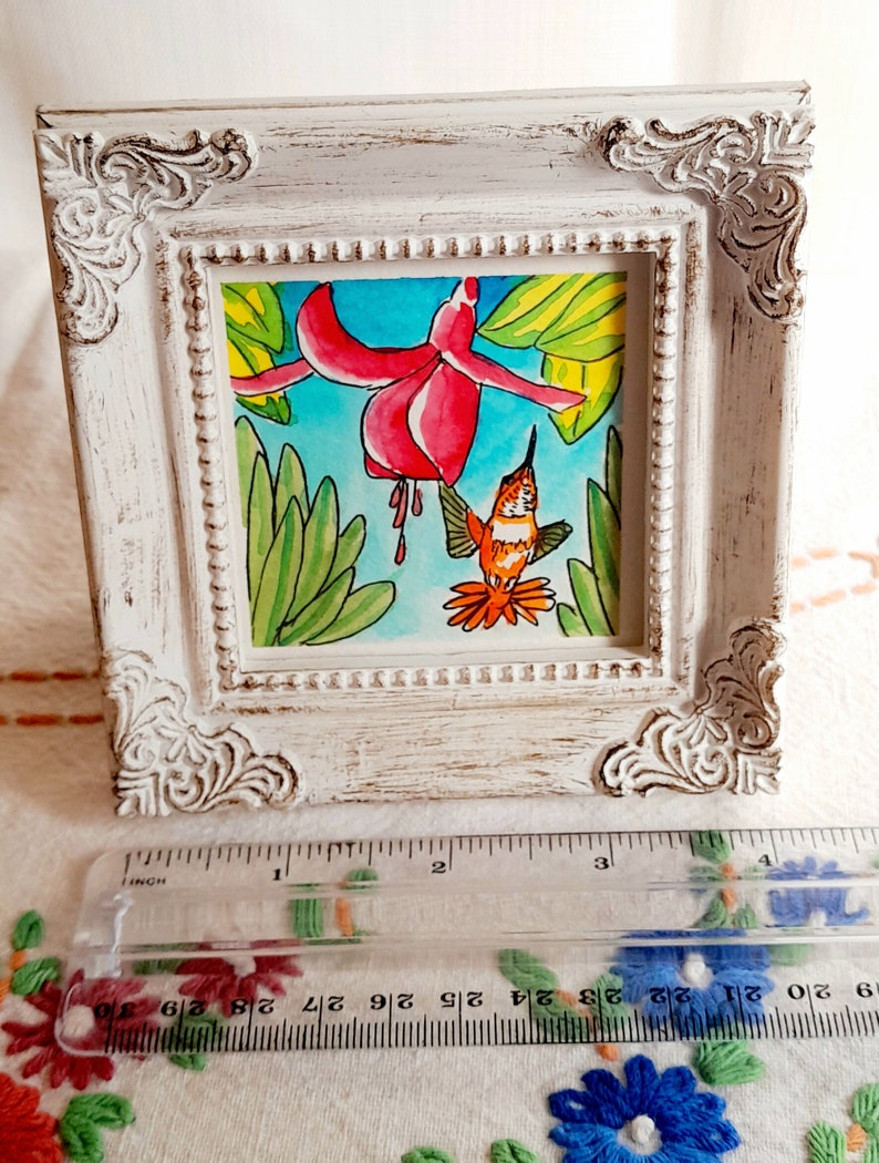 Original Small Works of Art, Watercolor and Ink on Paper, Framed ...