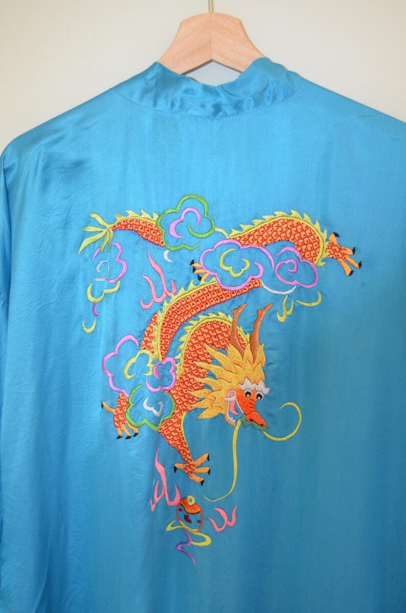 Vintage Chinese Silk Embroidered Dragon Robe - Etsy
