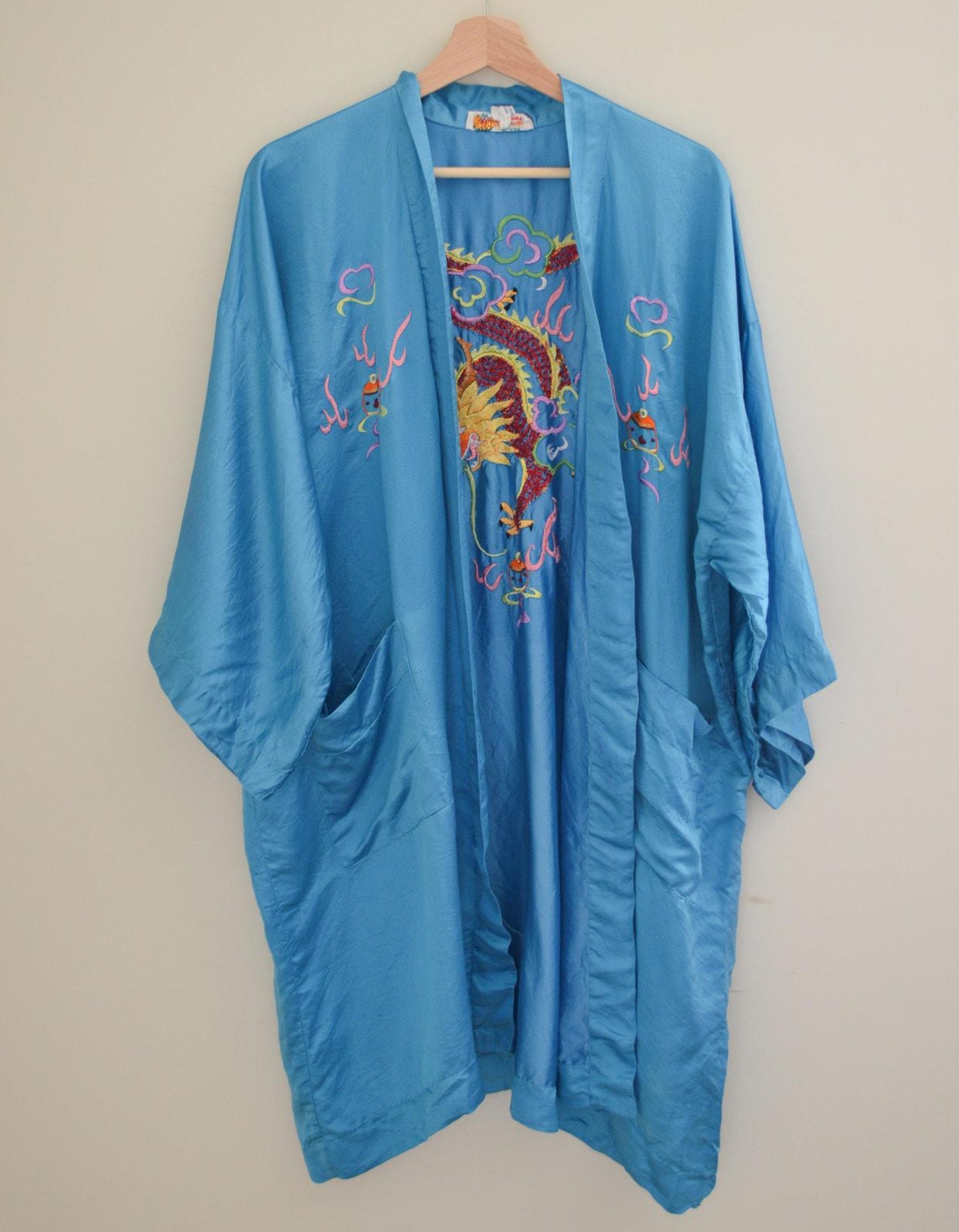 Vintage Chinese Silk Embroidered Dragon Robe - Etsy