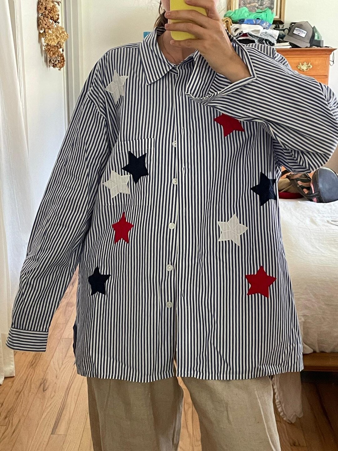 Vintage USA Striped Star Button Down Shirt Size 2X - Etsy