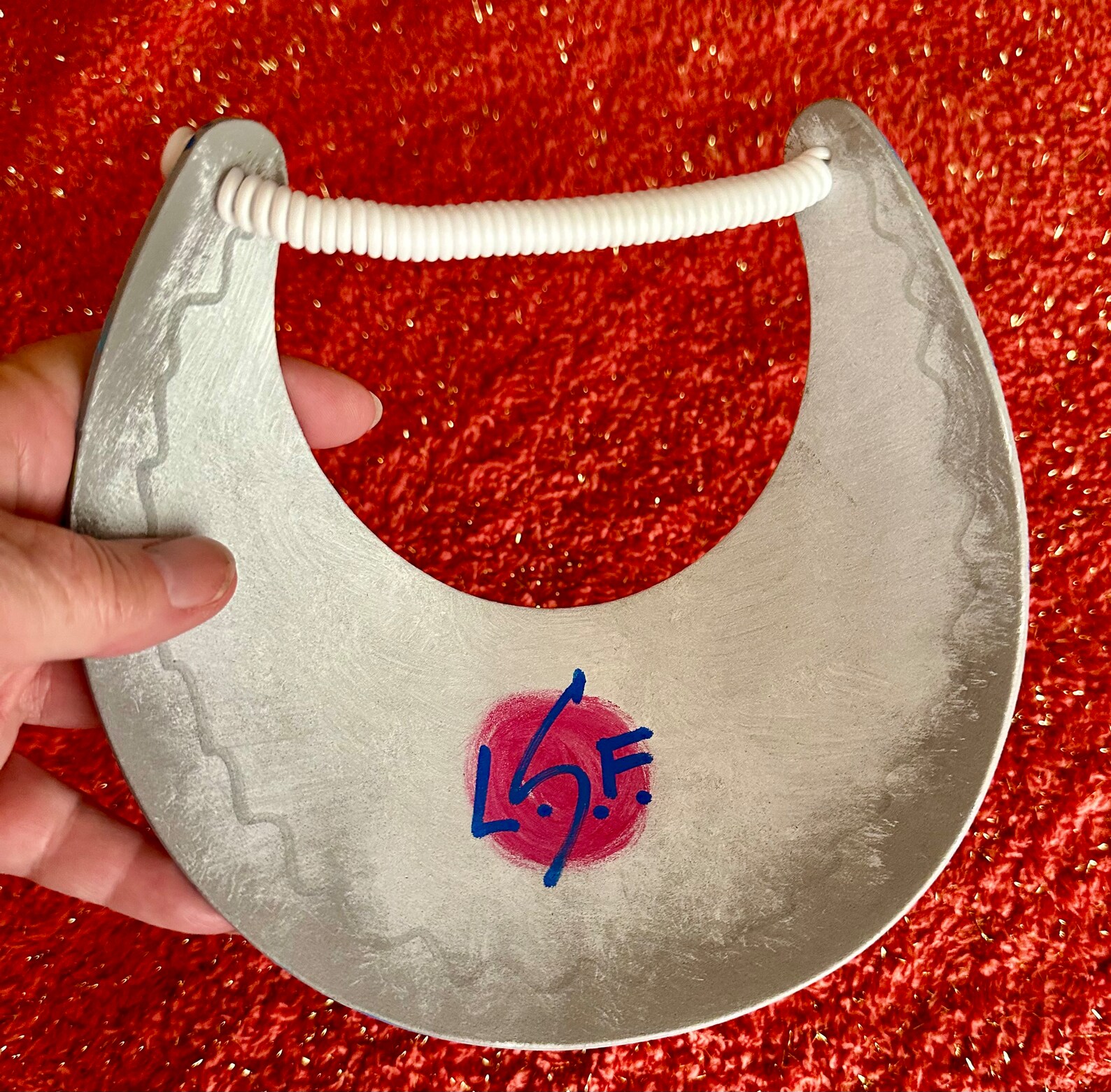 Paw Print on My Heart Visor, Hand Painted, Ooak, Blue Paw, Red Heart ...