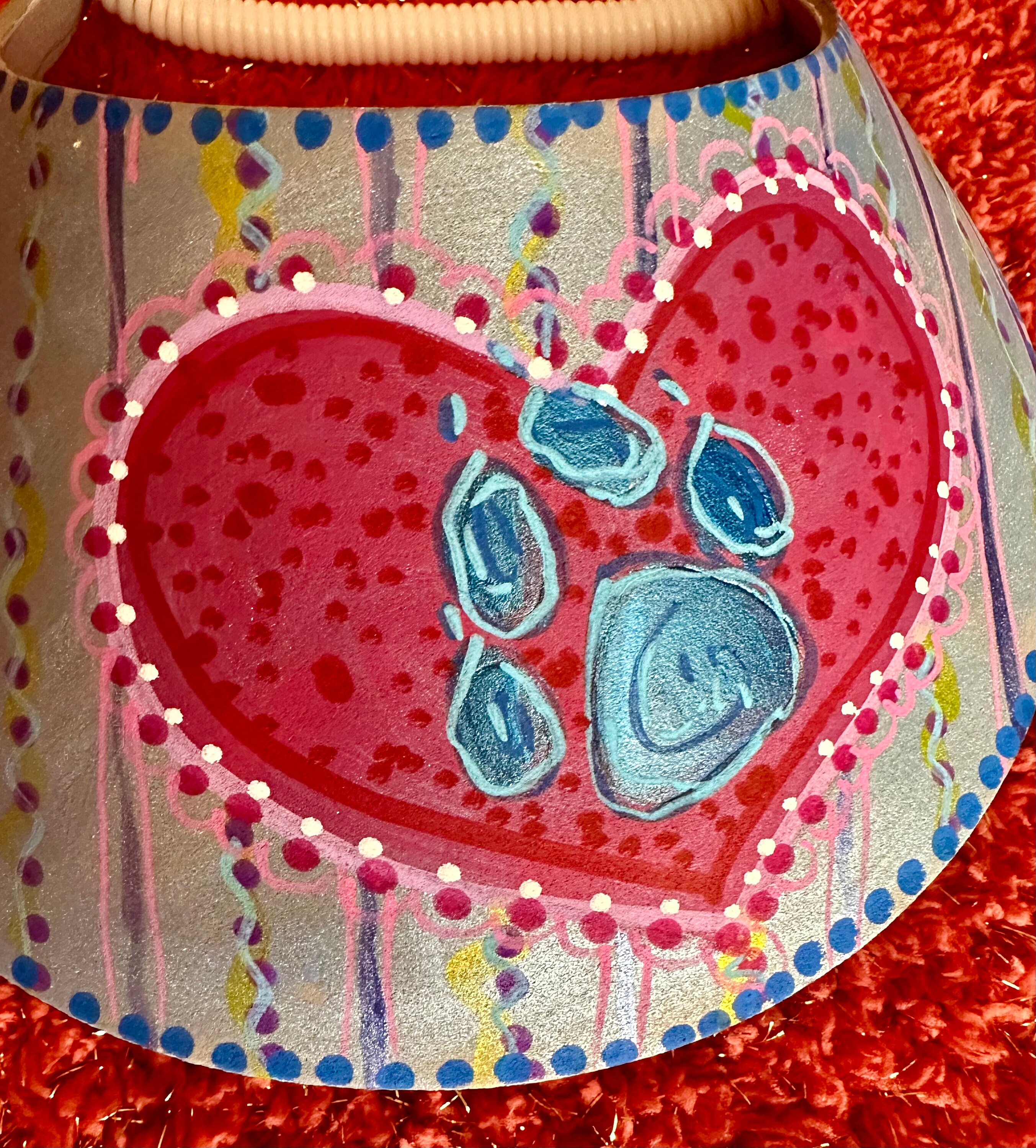Paw Print on My Heart Visor, Hand Painted, Ooak, Blue Paw, Red Heart ...