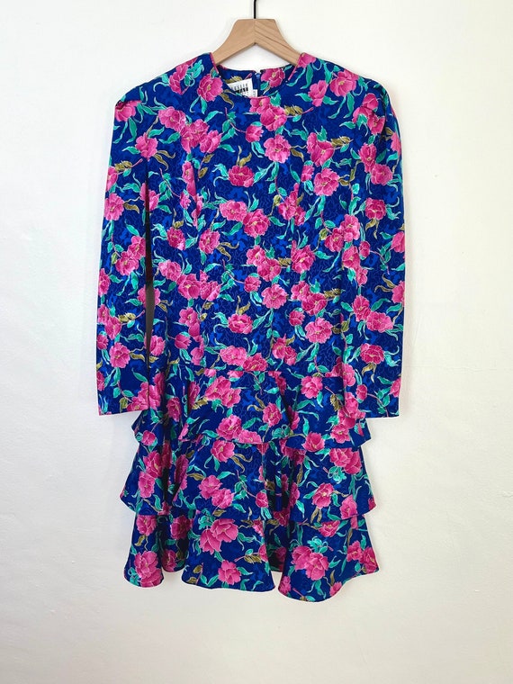 80s 90s vintage ruffle dress / fun floral 80s dress /… - Gem