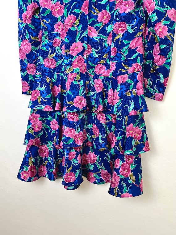 80s 90s vintage ruffle dress / fun floral 80s dress /… - Gem