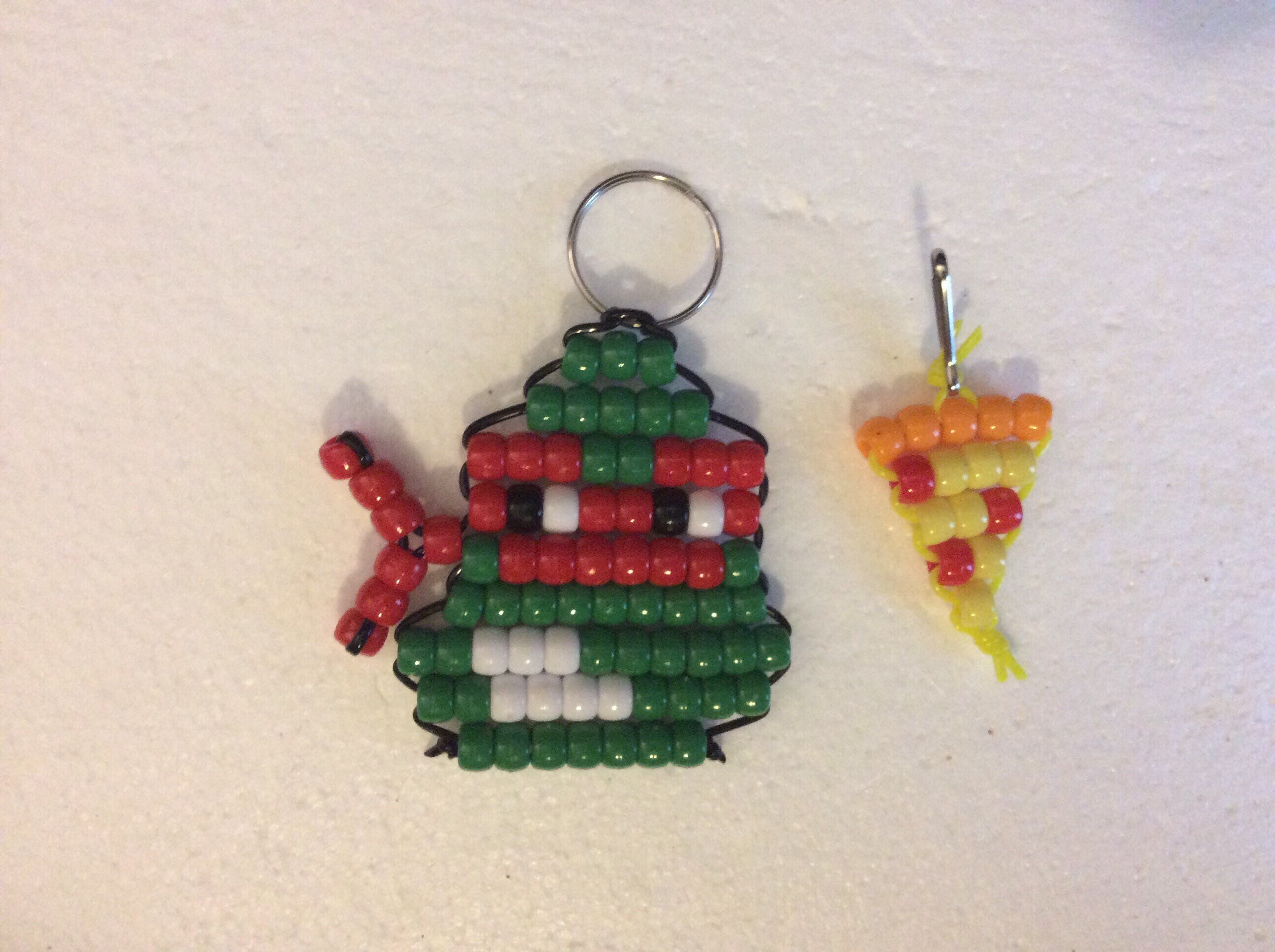Kandi Keychain / Ornament Masked Turtle With Pizza Slice Zipper Pull ...