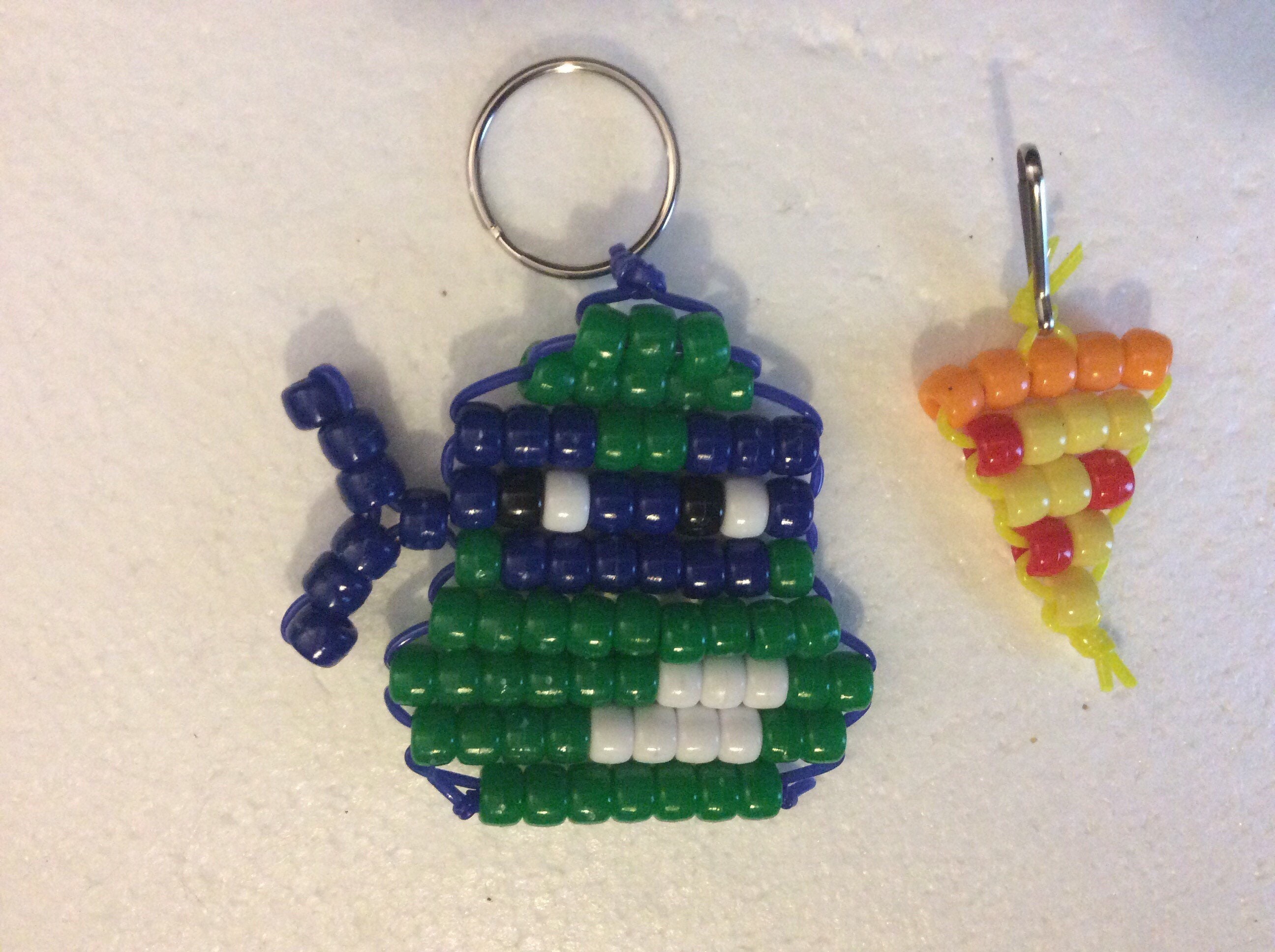 Kandi Keychain / Ornament Masked Turtle With Pizza Slice Zipper Pull ...