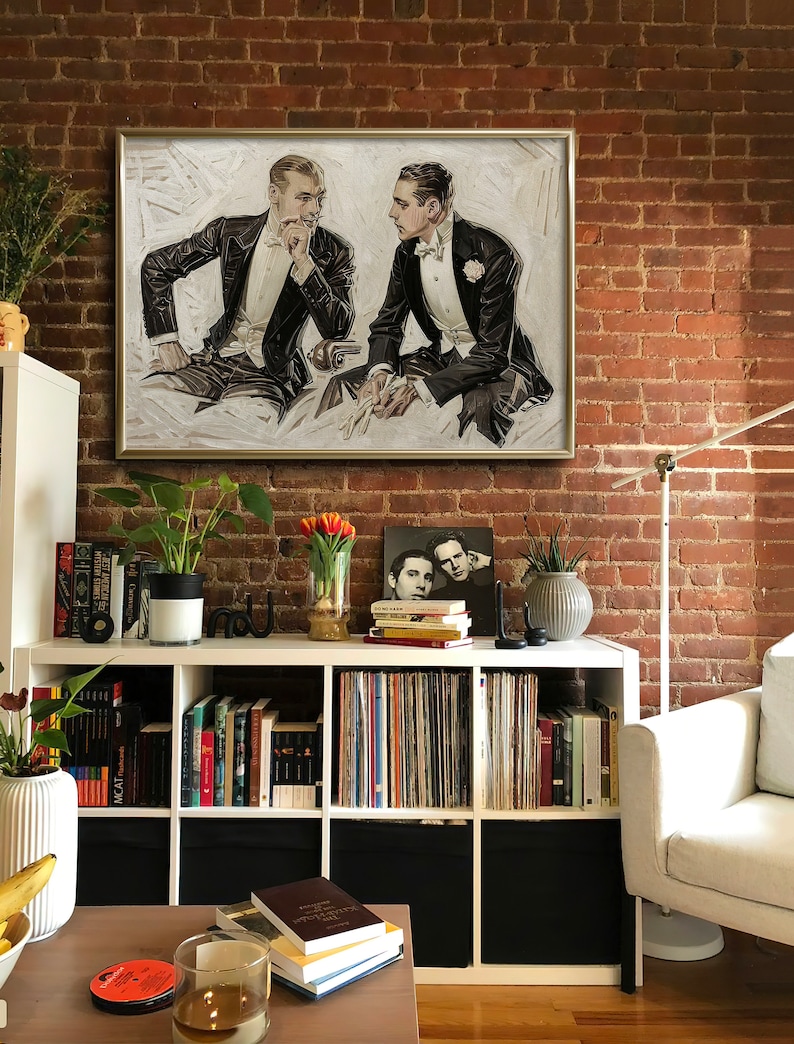 Vintage Dapper Men in Tuxedos Art Print: Man Cave Decor (digital ...