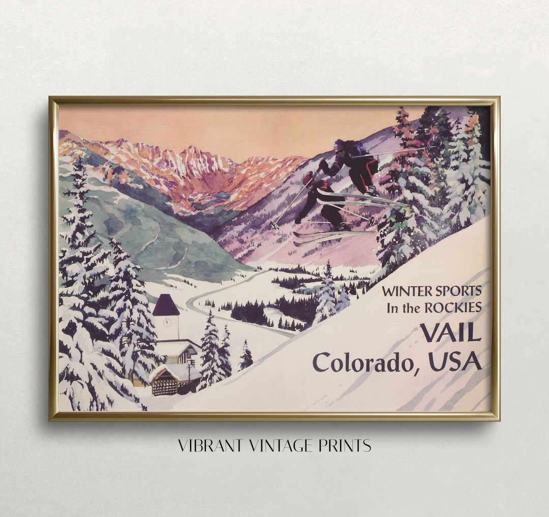 Vail Colorado Print, Vintage Ski Poster, Colorado Print, Colorado Wall ...