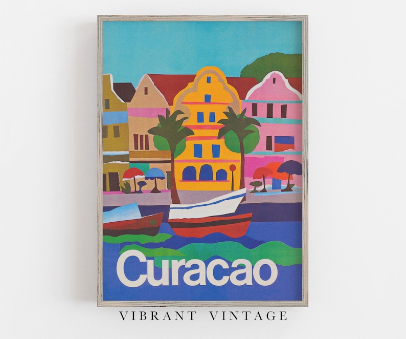 Curacao Wall Art Vintage Wall Art Caribbean Travel Retro - Etsy
